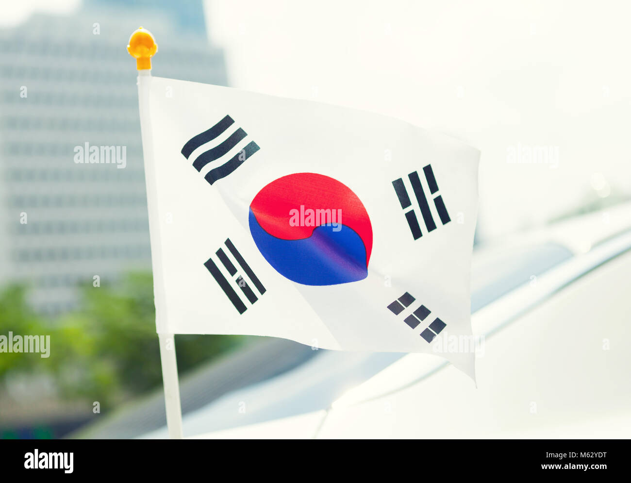 Ourdoors shot of South Korean flag on a flagpole Stock Photo - Alamy