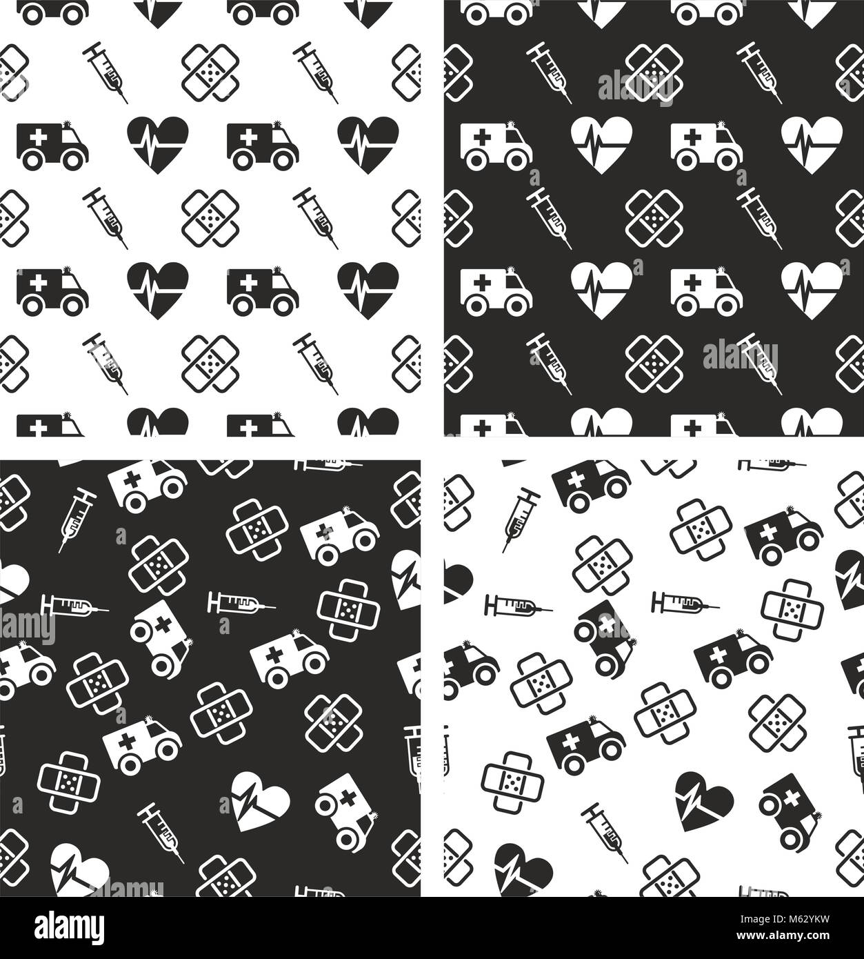 Ambulance Seamless Pattern Set Stock Vector Image & Art - Alamy