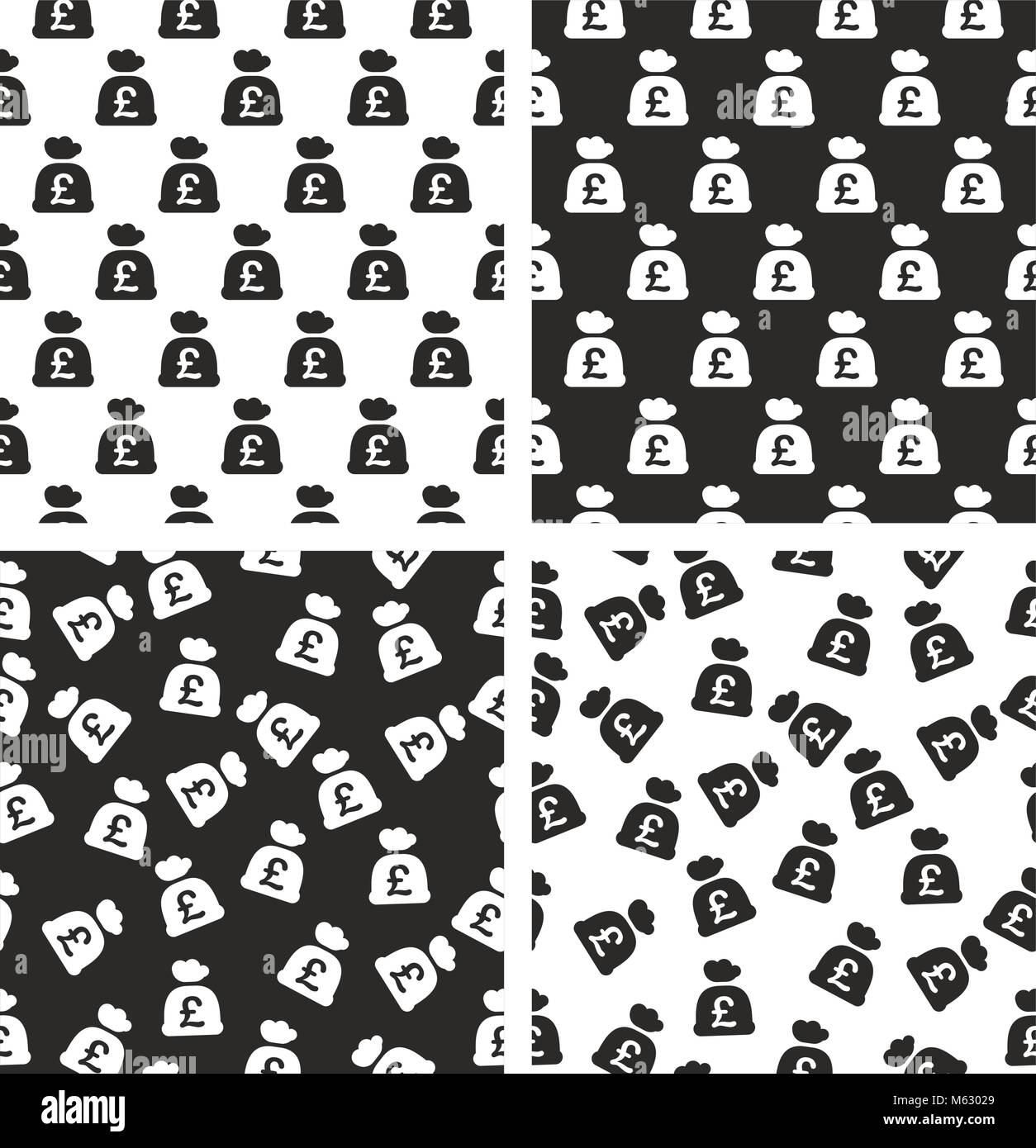 Bag Of Money With Pound Symbol Seamless Pattern Set Stock Vector Image ...