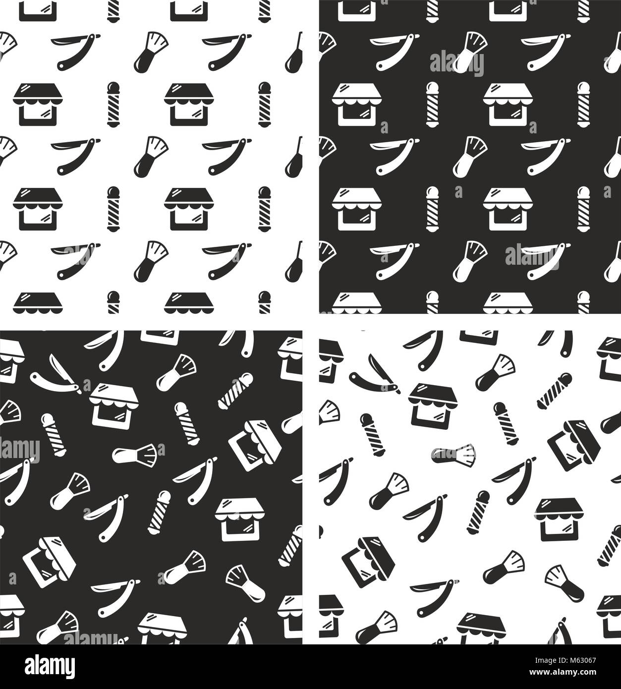 Barber Shop Seamless Pattern Set Stock Vector Image & Art - Alamy