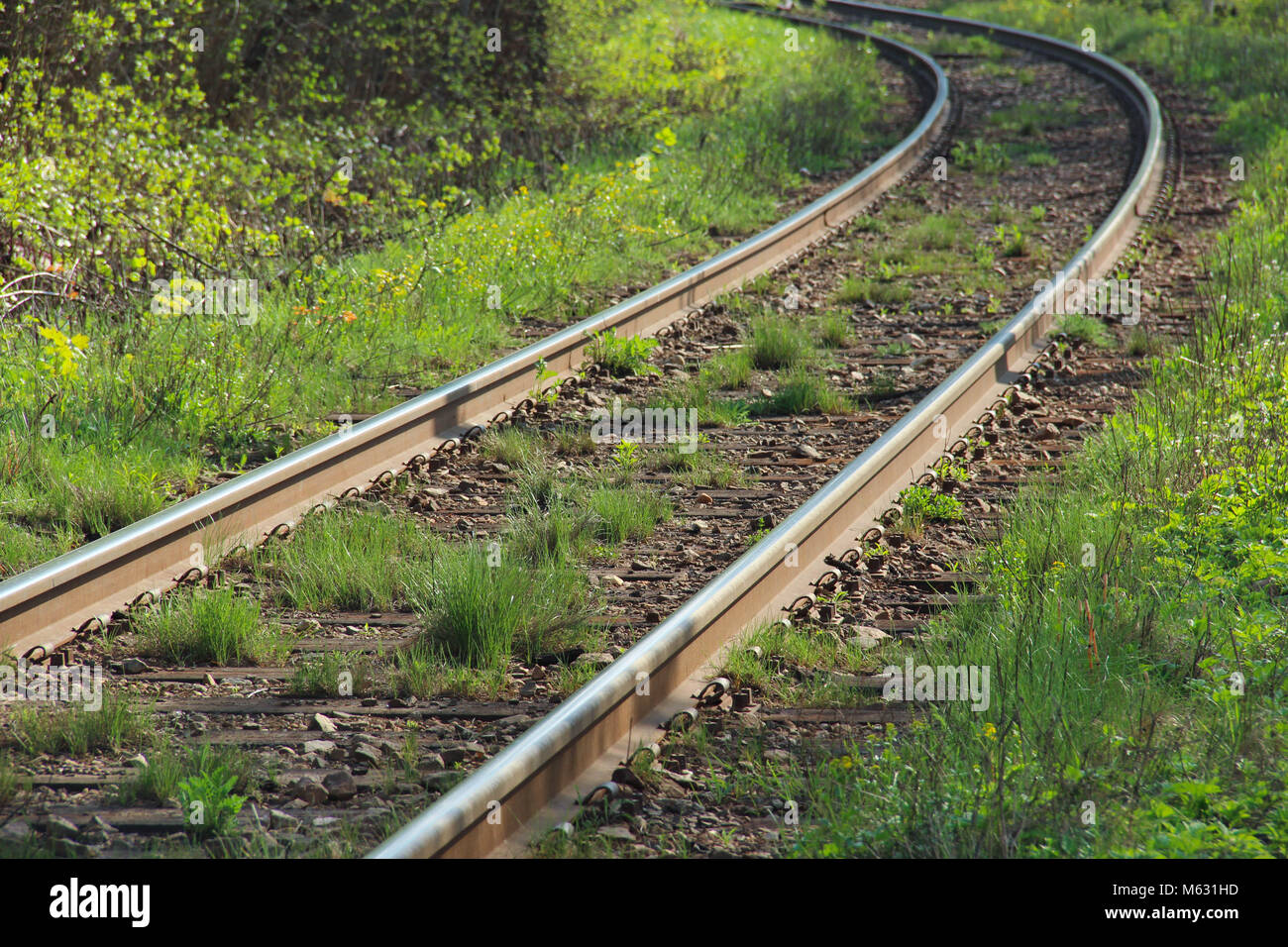 Countryside railway tracks a sunny spring day Stock Photo - Alamy