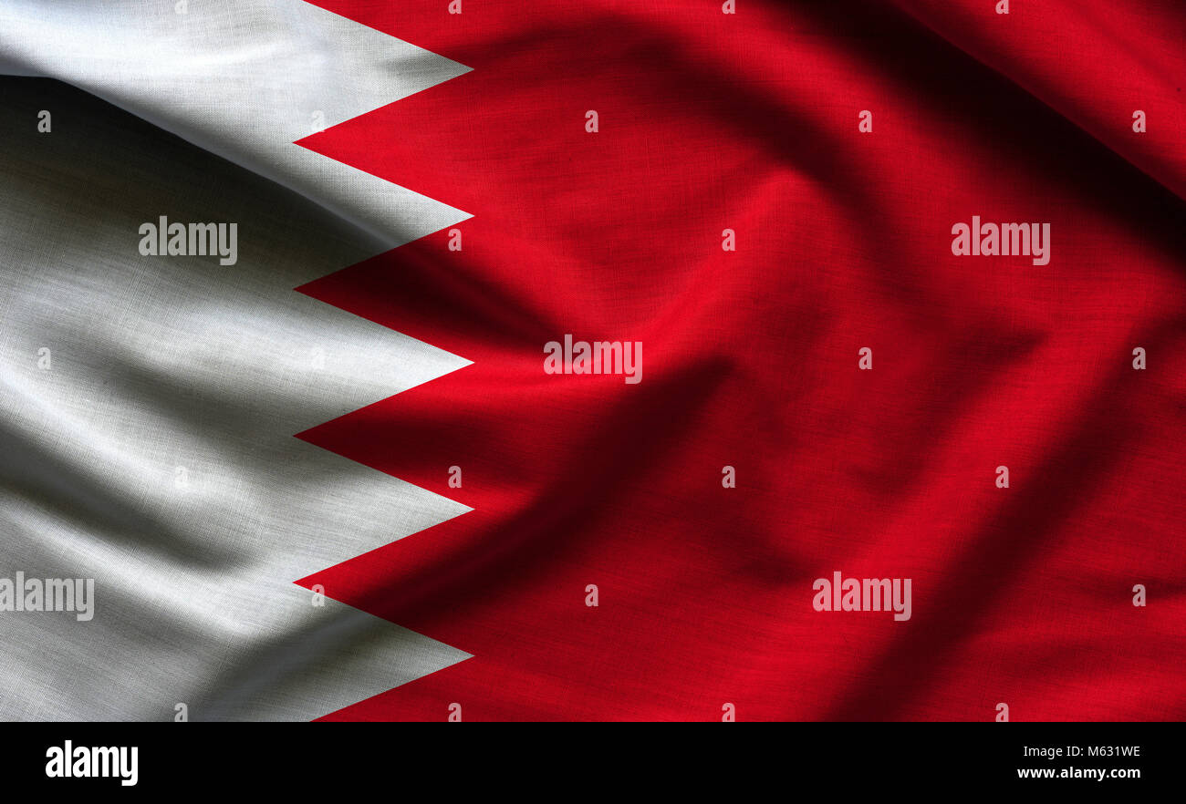 Bahrain waving flag - close up fabric background Stock Photo - Alamy