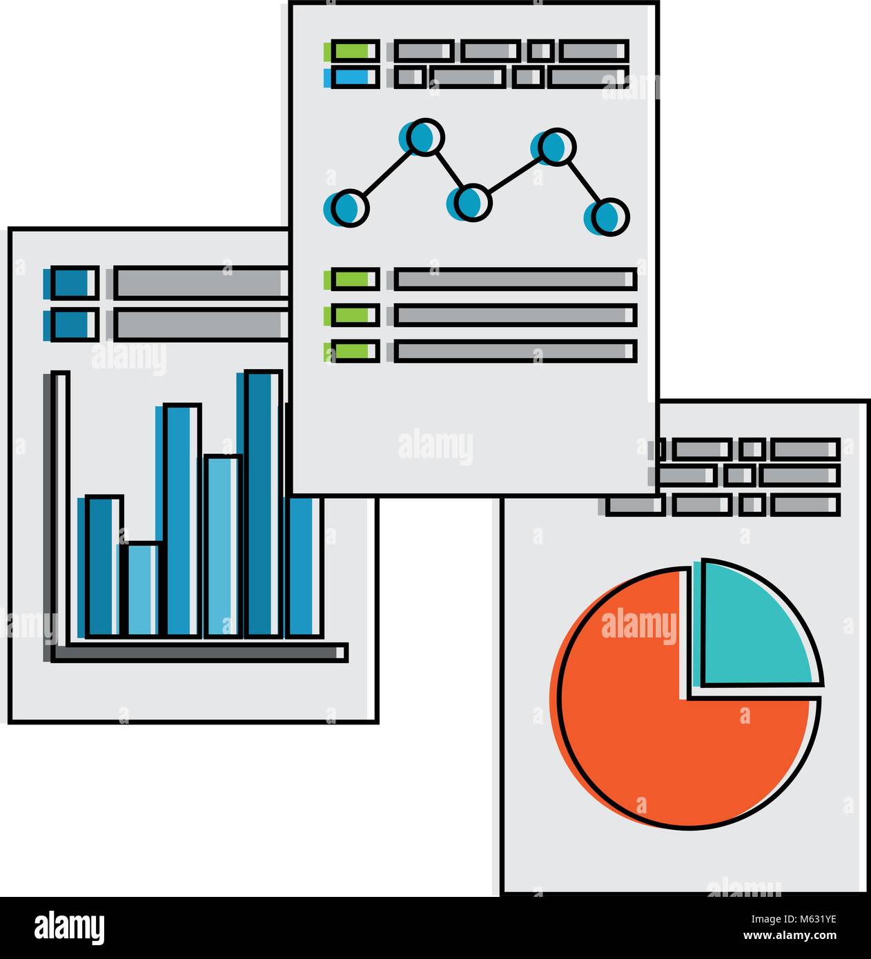 documents with statistics infographic vector illustration design Stock ...