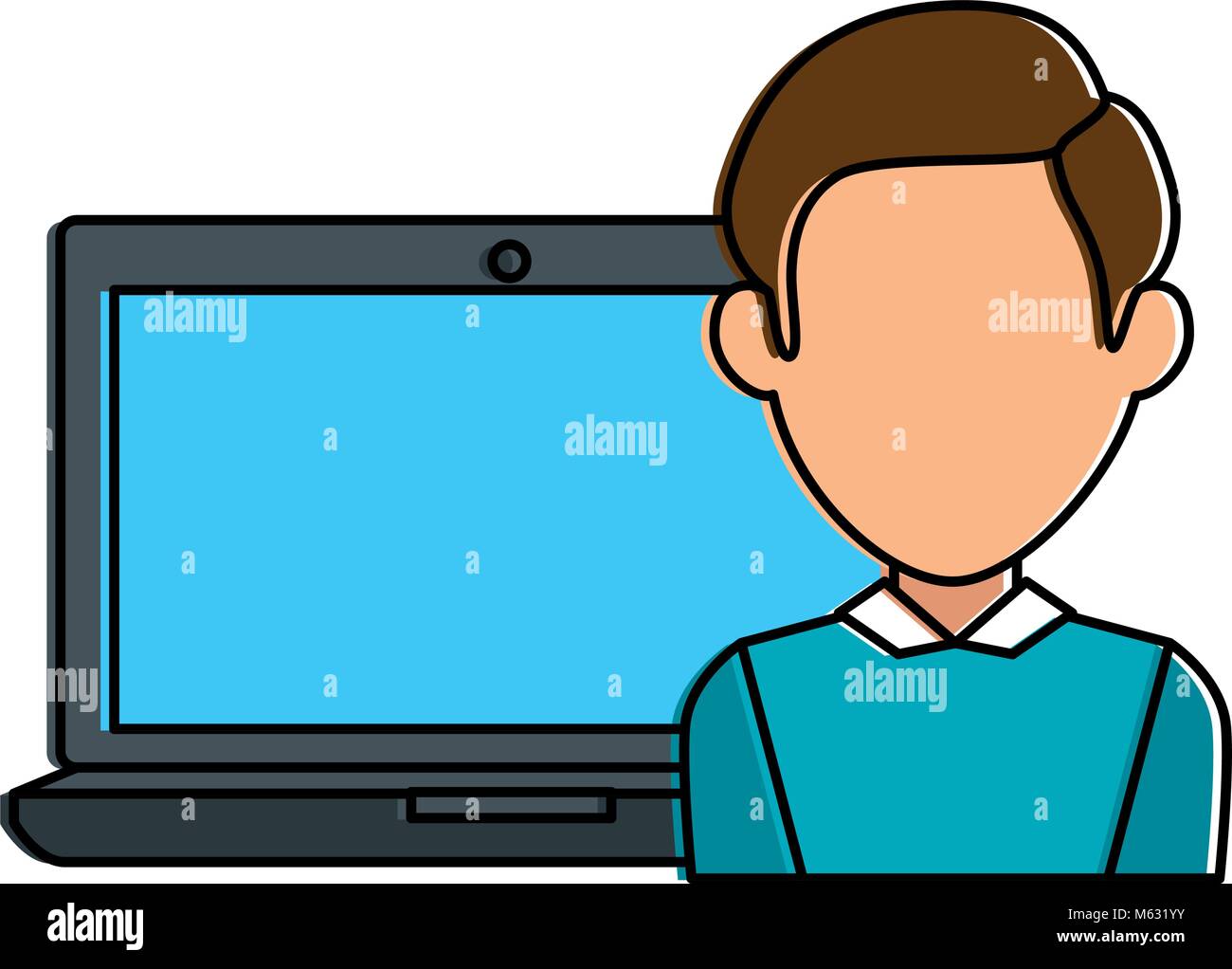 laptop computer with user vector illustration design Stock Vector Image ...