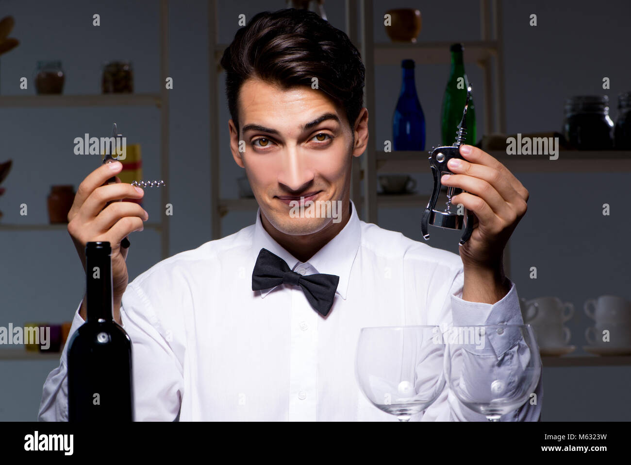 Professional sommelier tasting wine in restaurant Stock Photo - Alamy