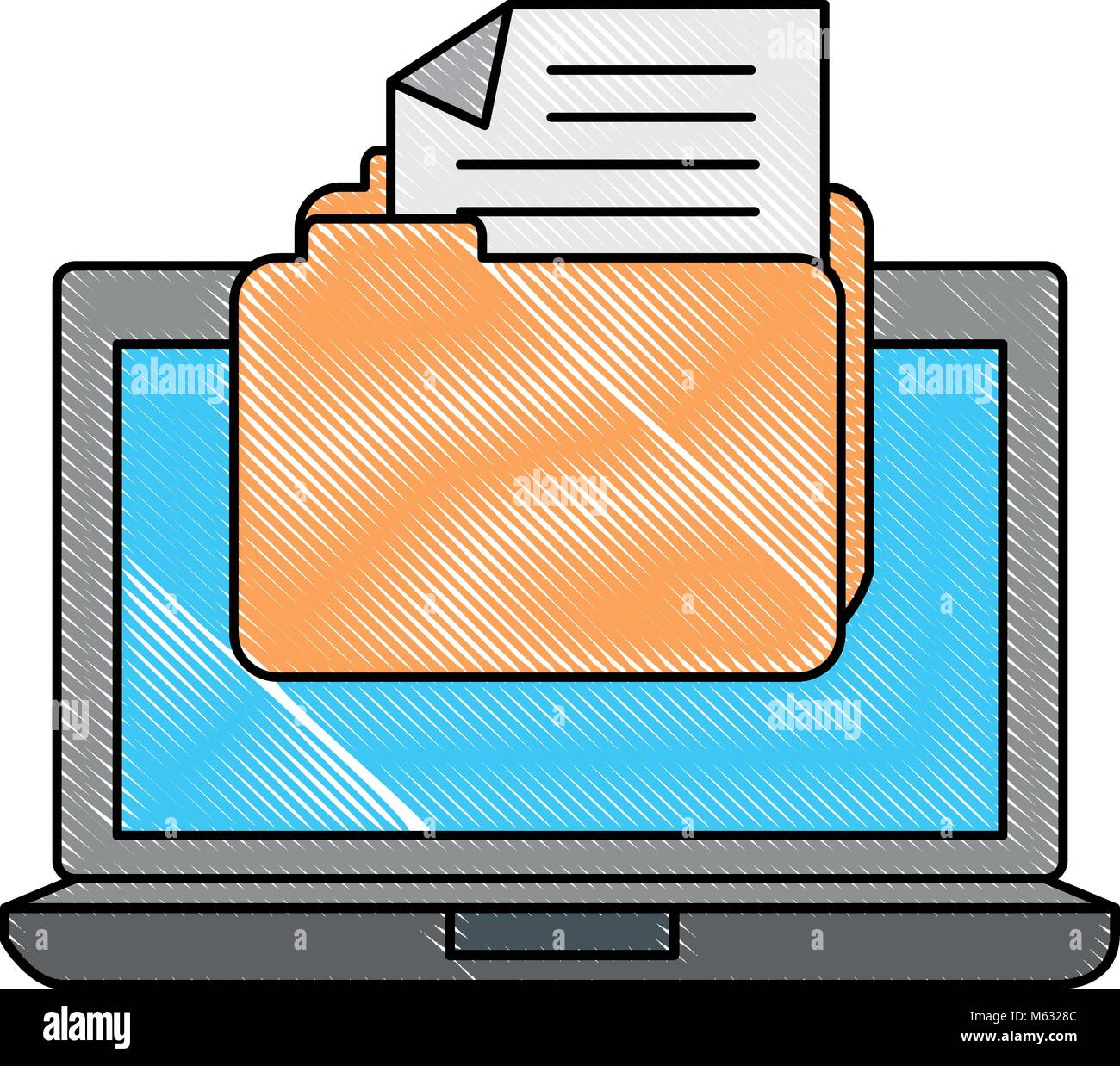 laptop computer with folder vector illustration design Stock Vector ...