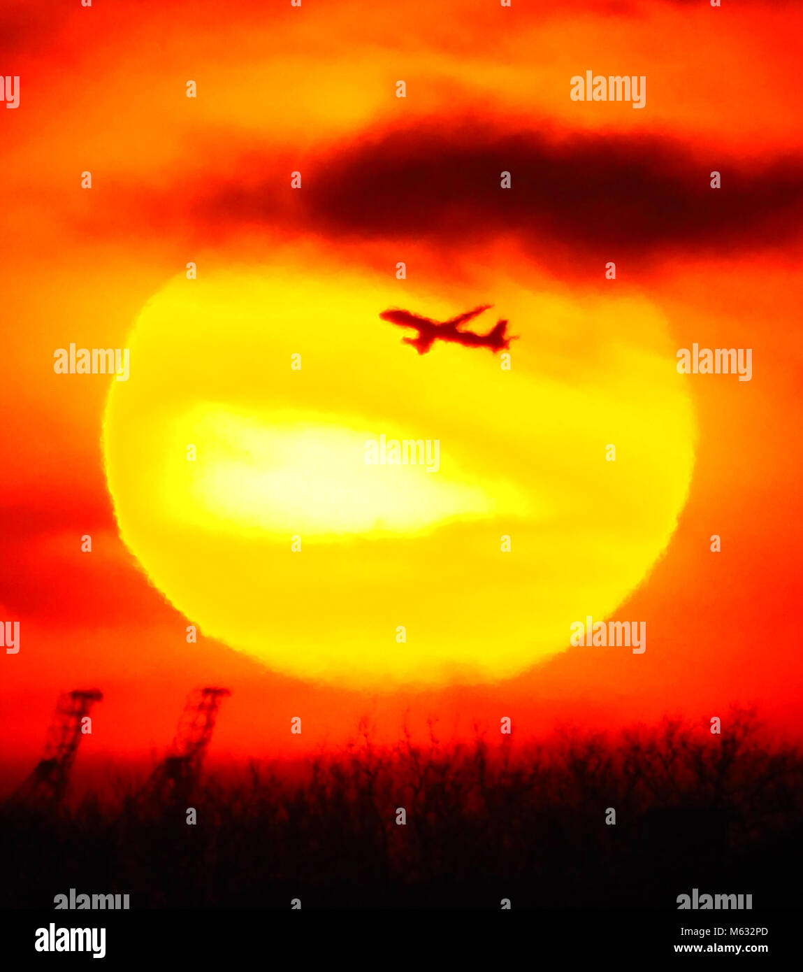 Flying South During the Sunset Stock Photo - Alamy
