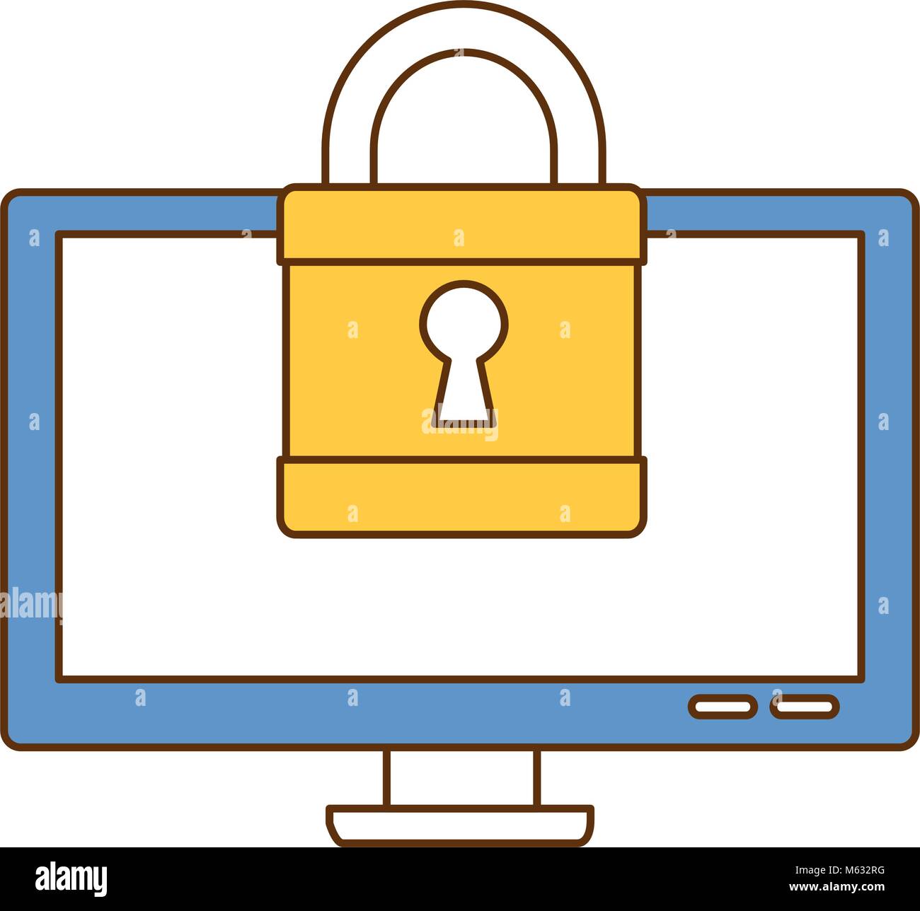 computer display with padlock Stock Vector Image & Art - Alamy