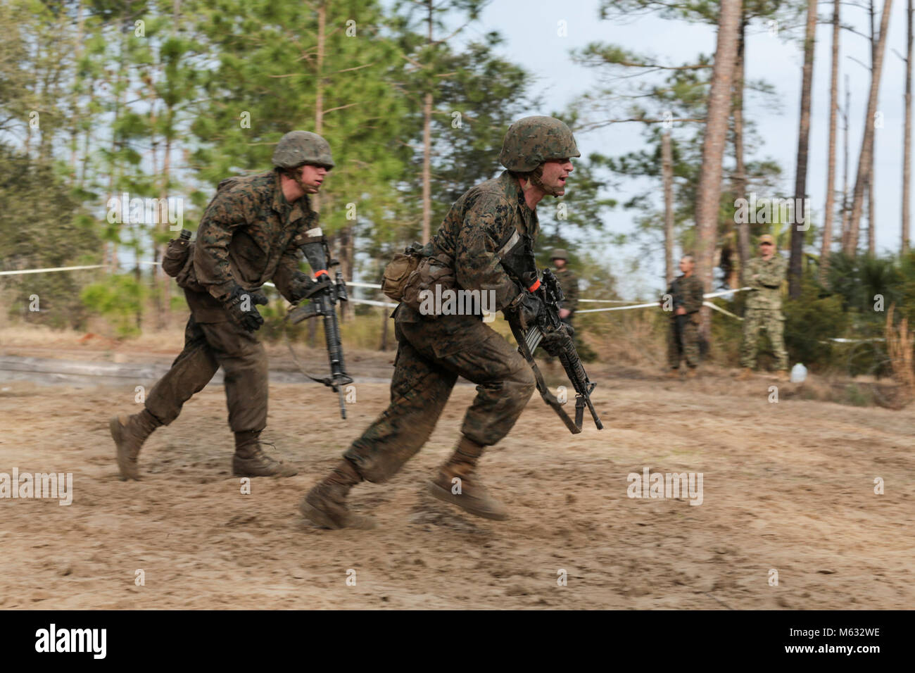 U.S. Marine Corps Rct. Forest White (left) and Rct. Samuel Ferriera ...