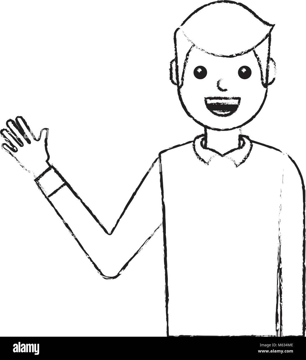 young man waving happy avatar character Stock Vector Image & Art - Alamy