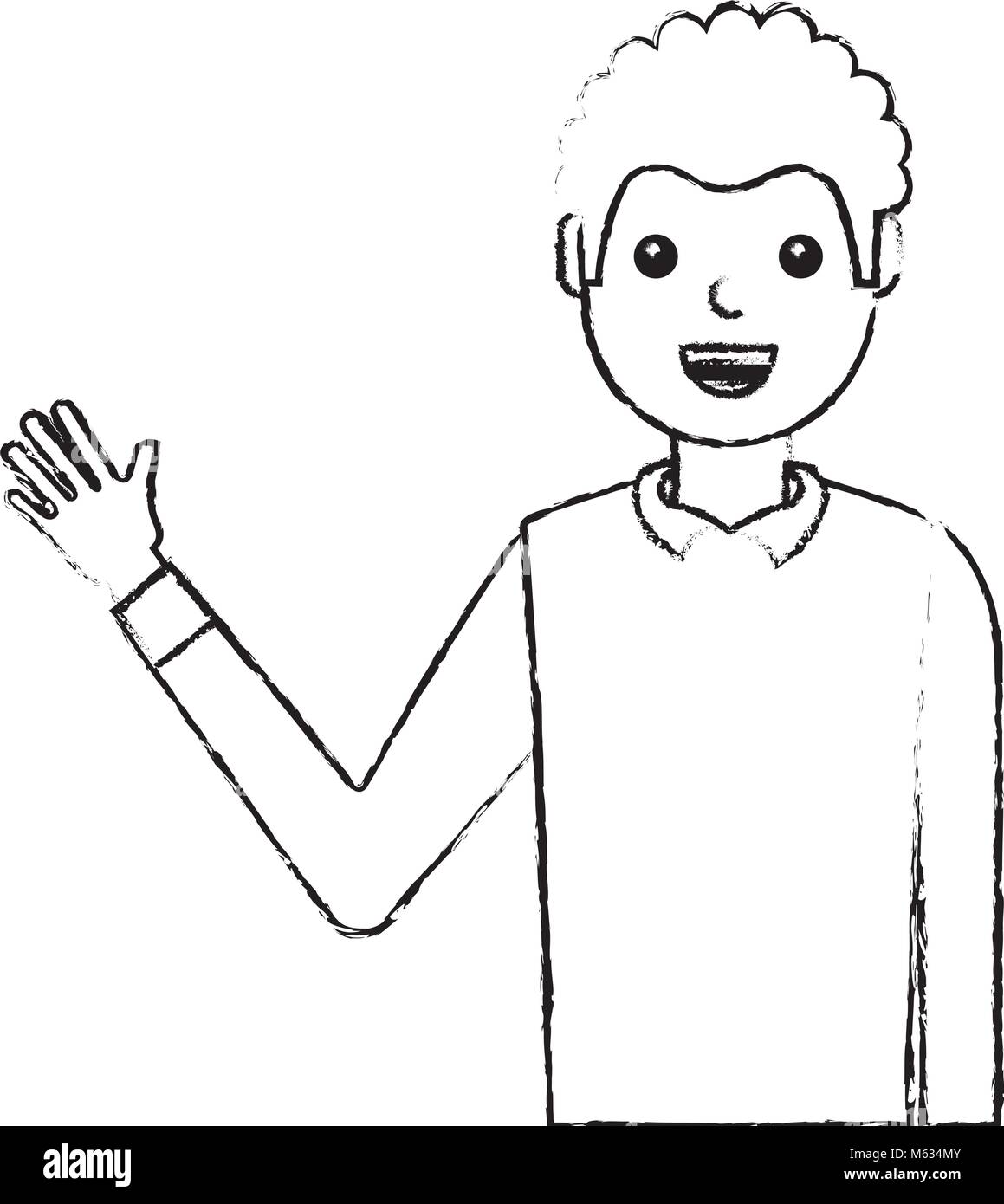 young man waving happy avatar character Stock Vector Image & Art - Alamy