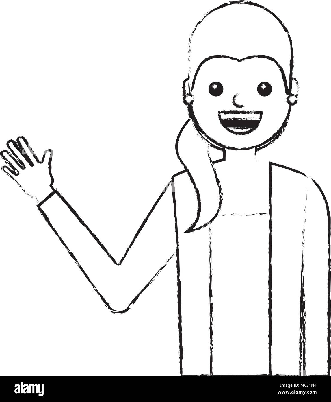 young woman waving happy avatar character Stock Vector Image & Art - Alamy