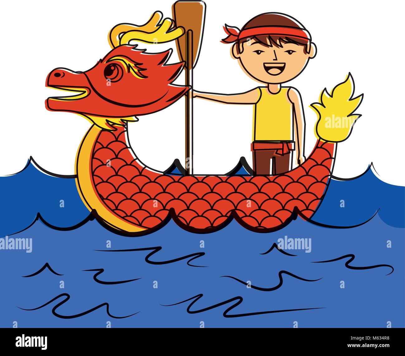 red dragon man rowing festival chinese traditional Stock Vector Image ...