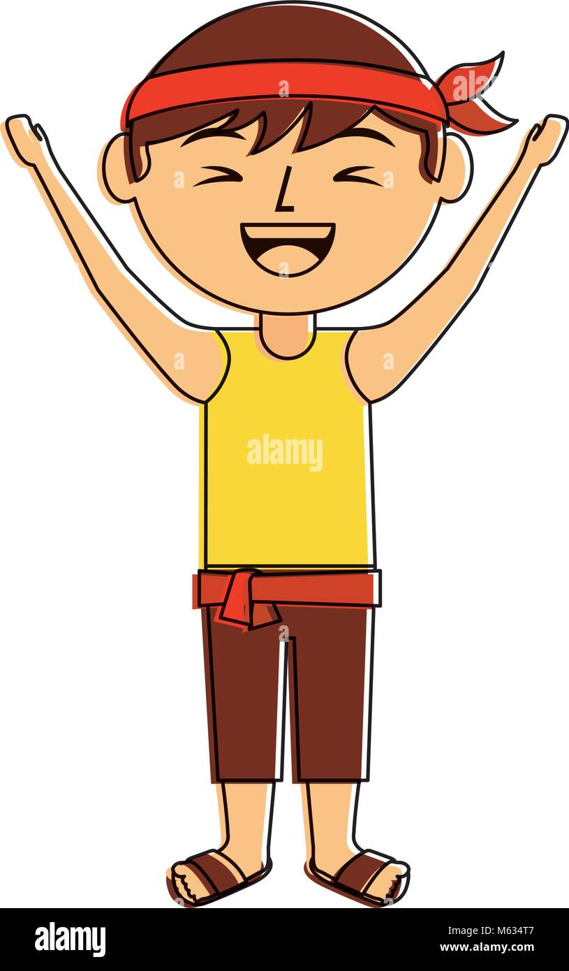 funny cartoon chinese man standing arms up Stock Vector Image & Art - Alamy