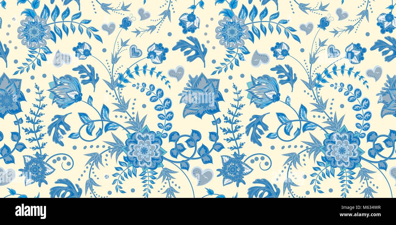 Seamless floral pattern. Hand draw vector Illustration. Seamless ...