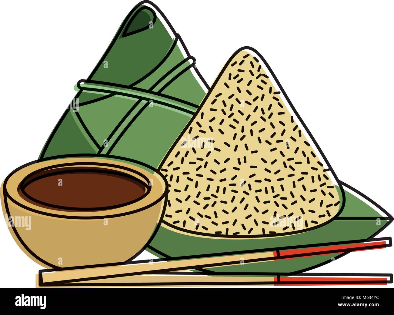 set of cute cartoon chinese food rice soy sauce sticks Stock Vector ...