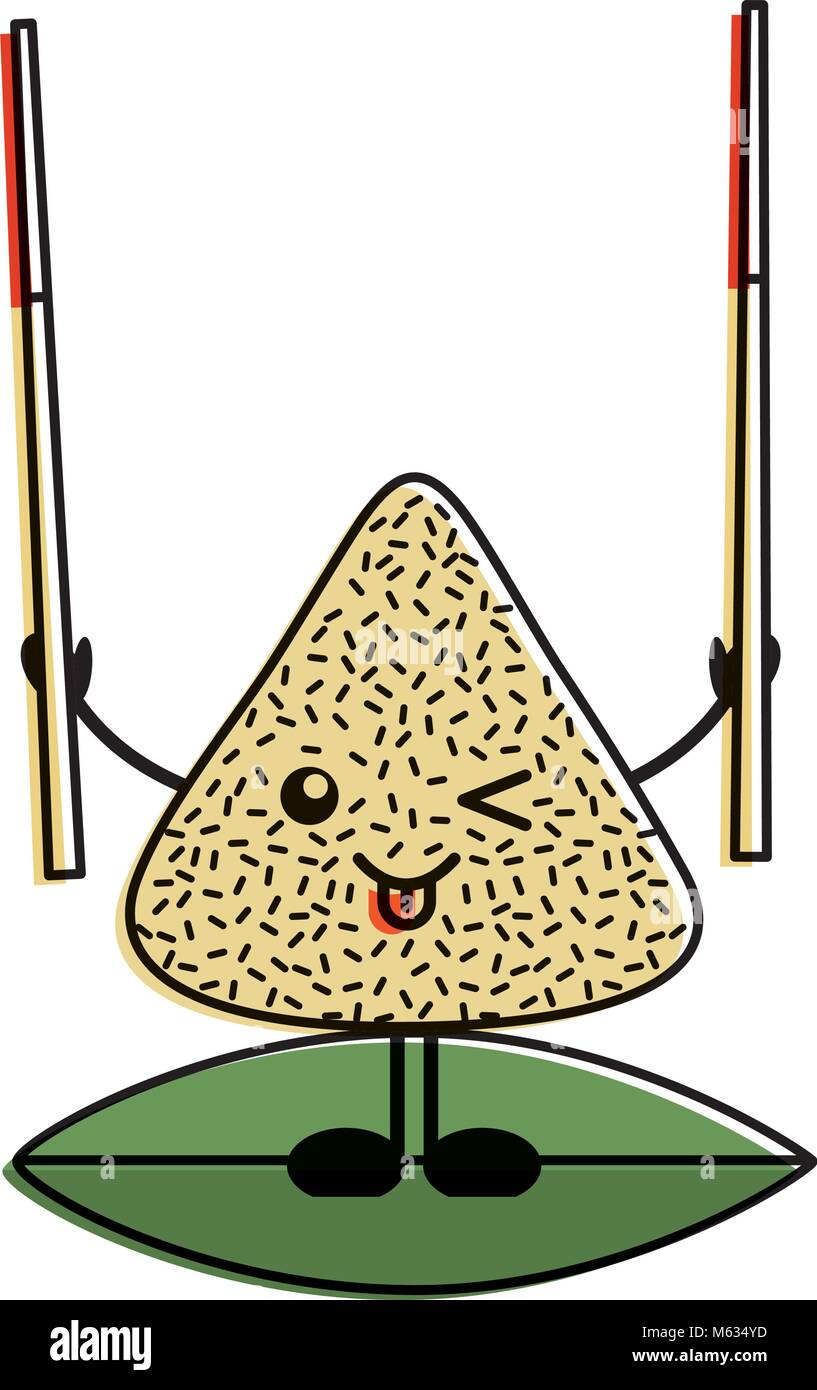 kawaii happy rice dumpling holding wooden sticks Stock Vector Image ...