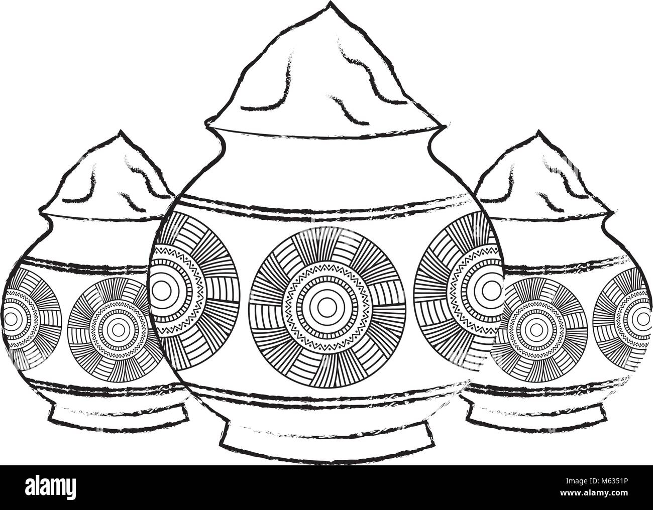 three powder color mud pot and mandala Stock Vector Image & Art - Alamy