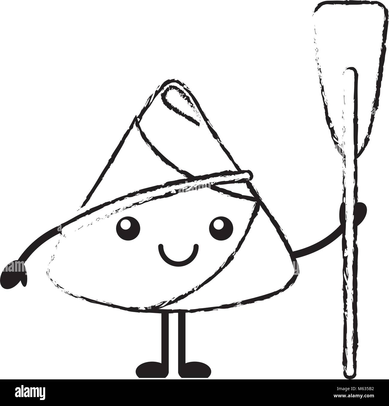 kawaii happy rice dumpling holding wooden oar Stock Vector Image & Art ...