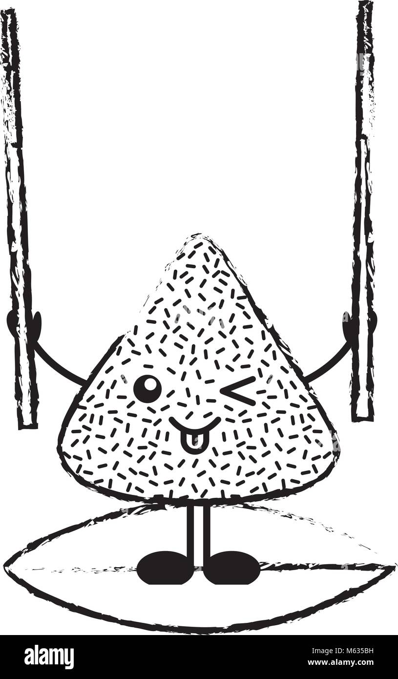 kawaii happy rice dumpling holding wooden sticks Stock Vector Image ...