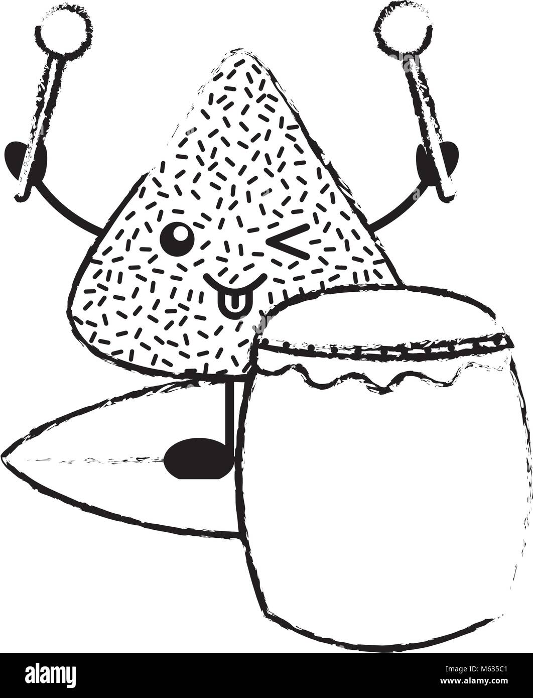 kawaii happy rice dumpling with drum and drumsticks cartoon Stock ...