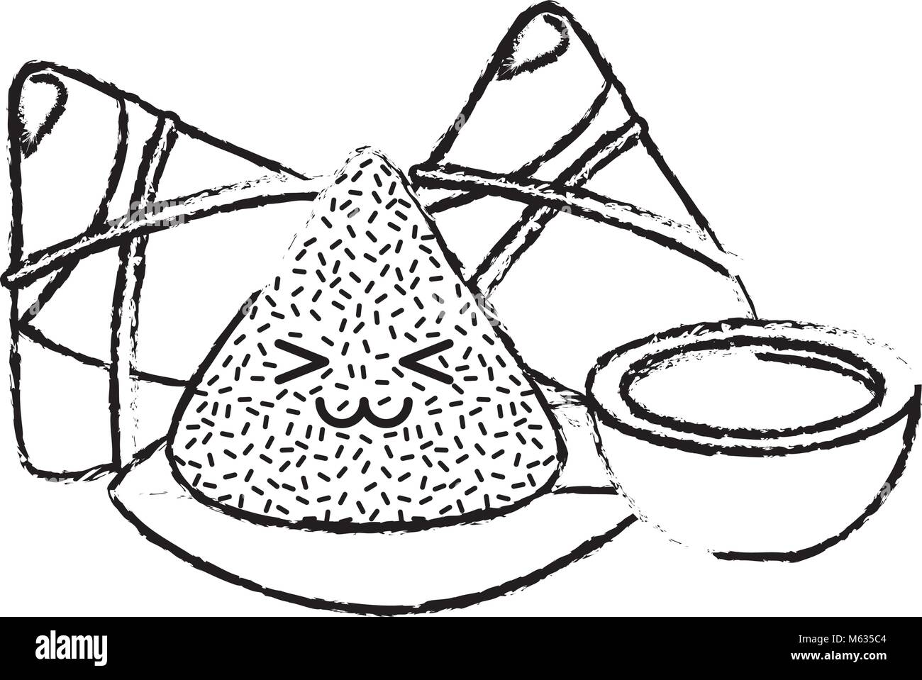 kawaii happy rice dumpling and sauce cartoon Stock Vector Image & Art ...