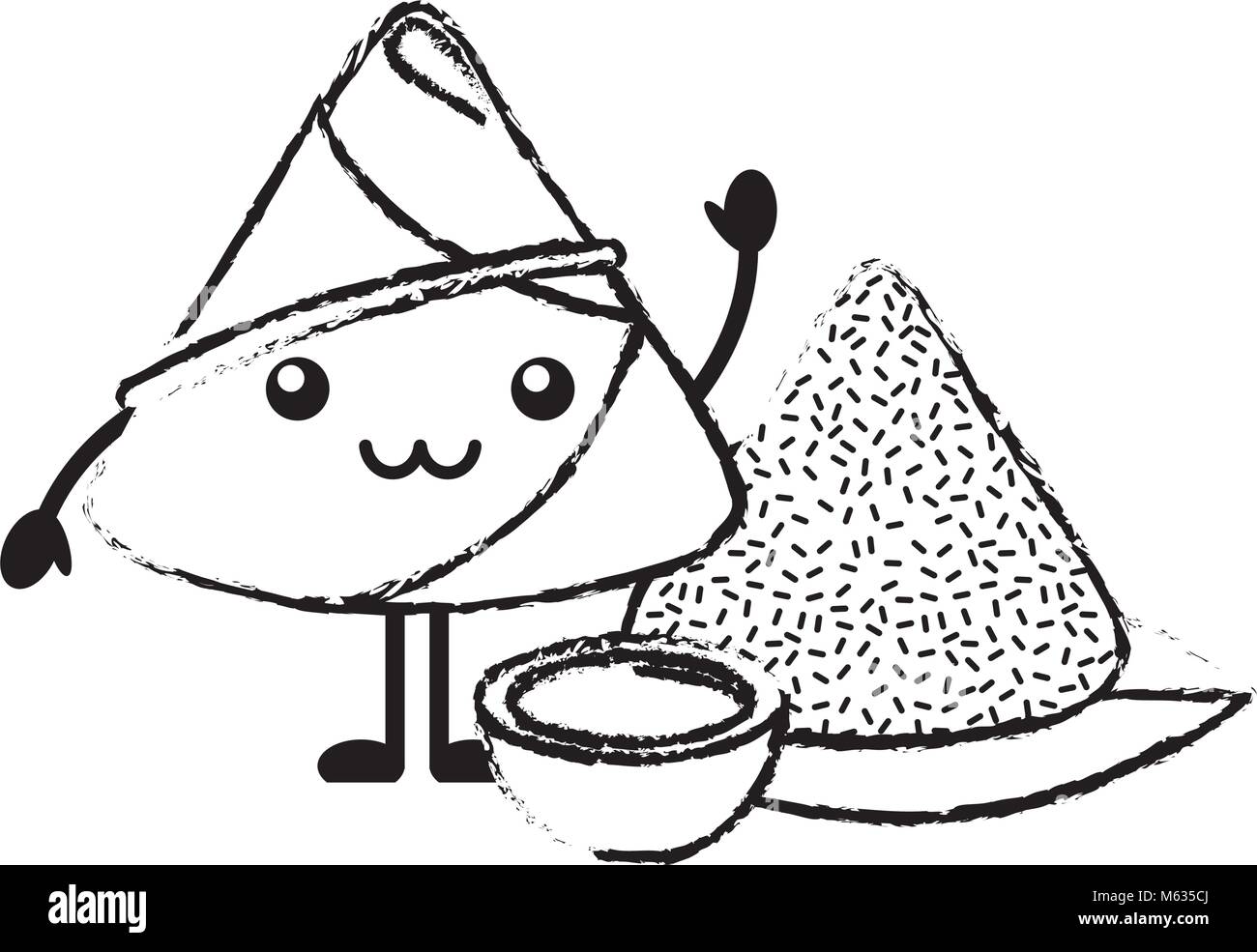 kawaii happy rice dumpling with sauce cartoon Stock Vector Image & Art ...