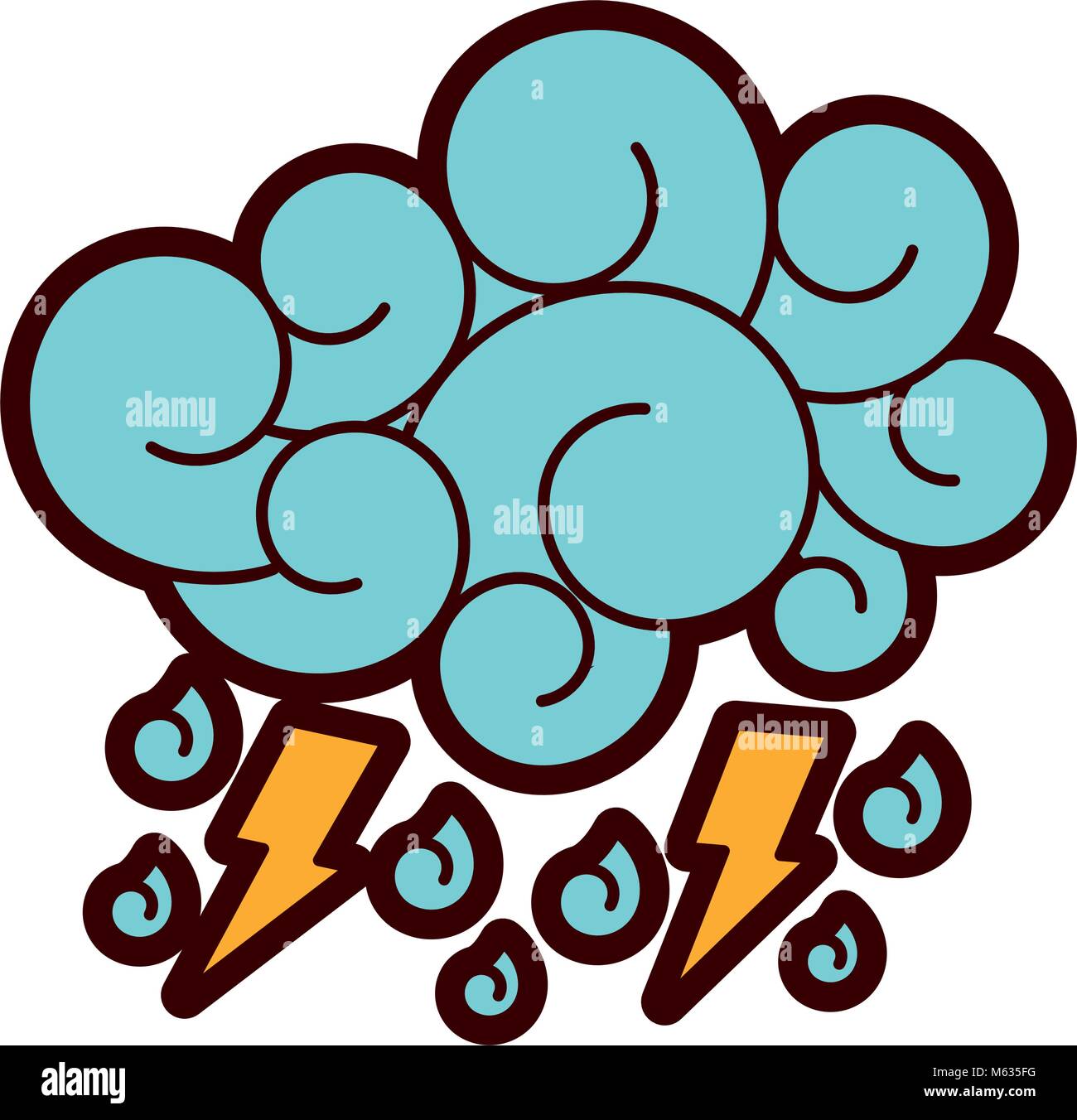 blue cloud lightning raindrops cartoon image Stock Vector Image & Art ...