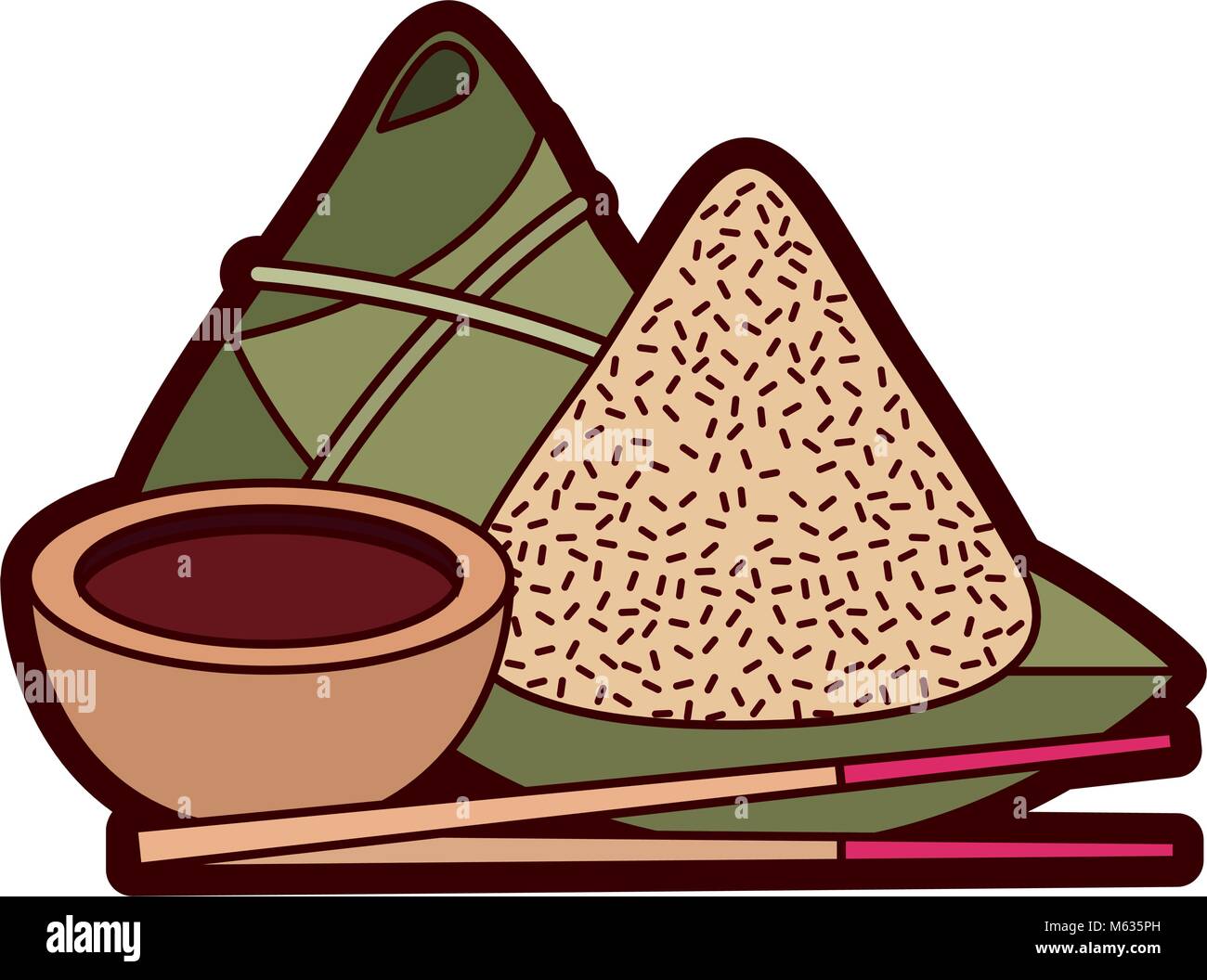 set of cute cartoon chinese food rice soy sauce sticks Stock Vector ...