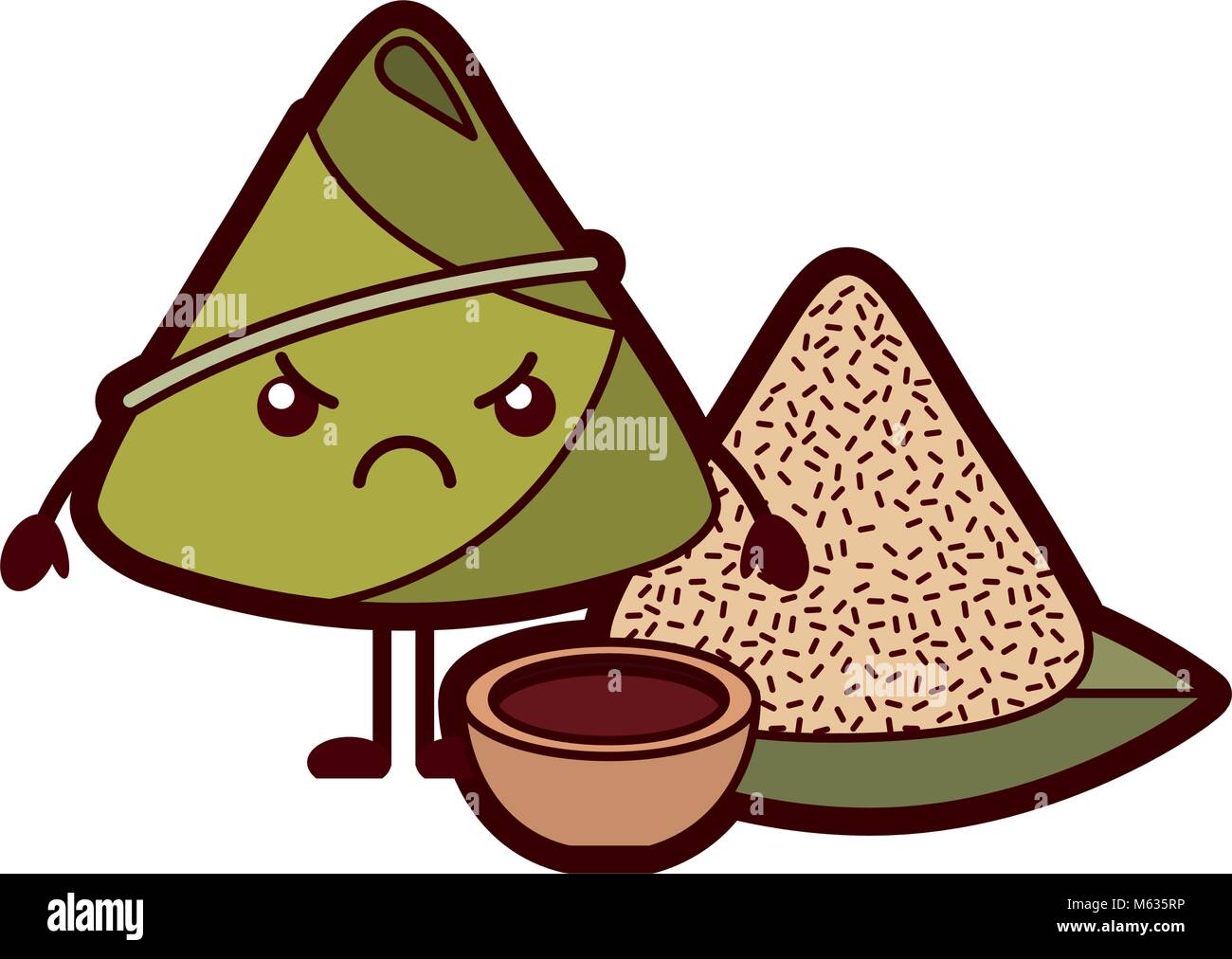 kawaii angry rice dumpling with sauce cartoon Stock Vector Image & Art ...