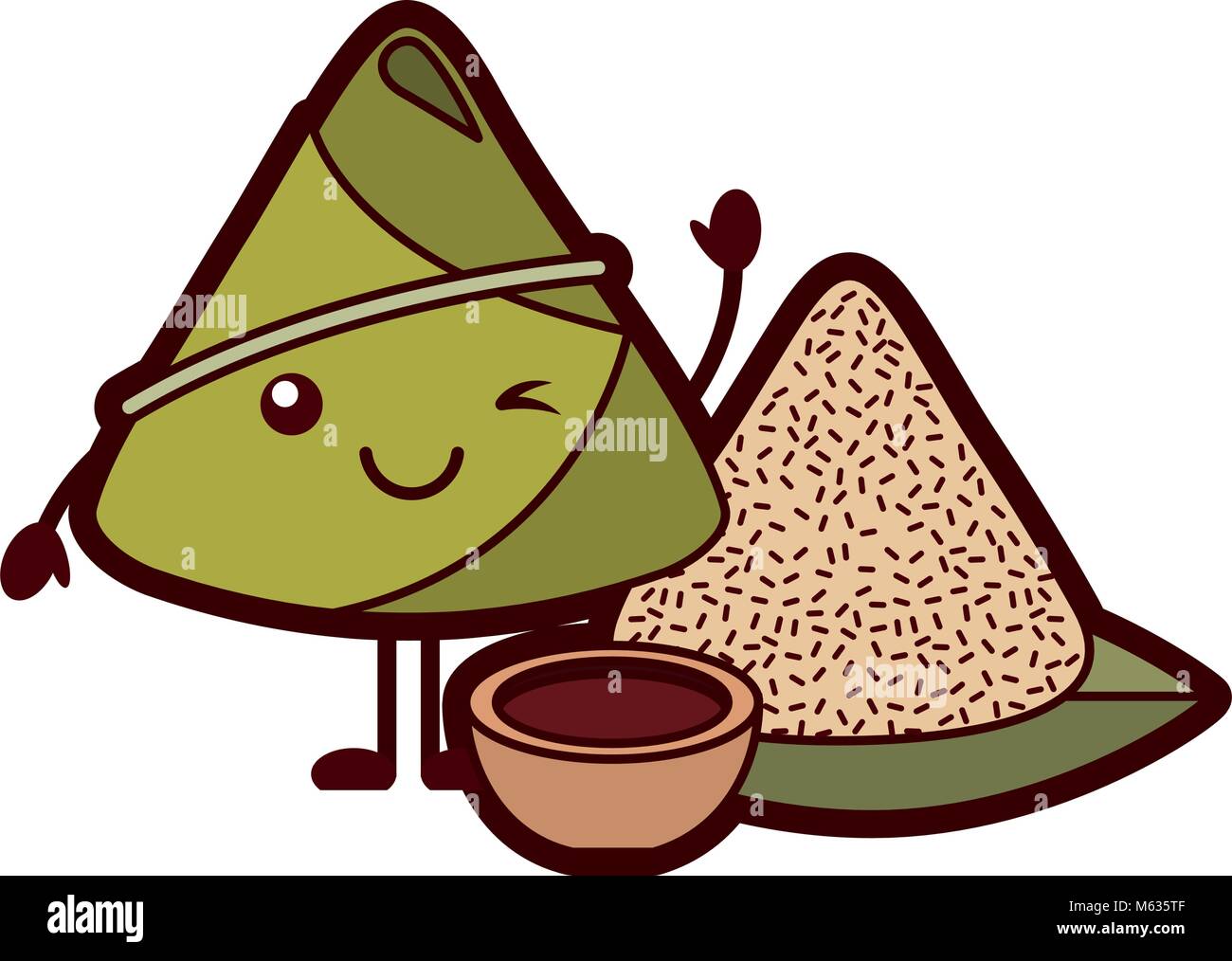 kawaii rice dumpling with sauce cartoon Stock Vector Image & Art - Alamy