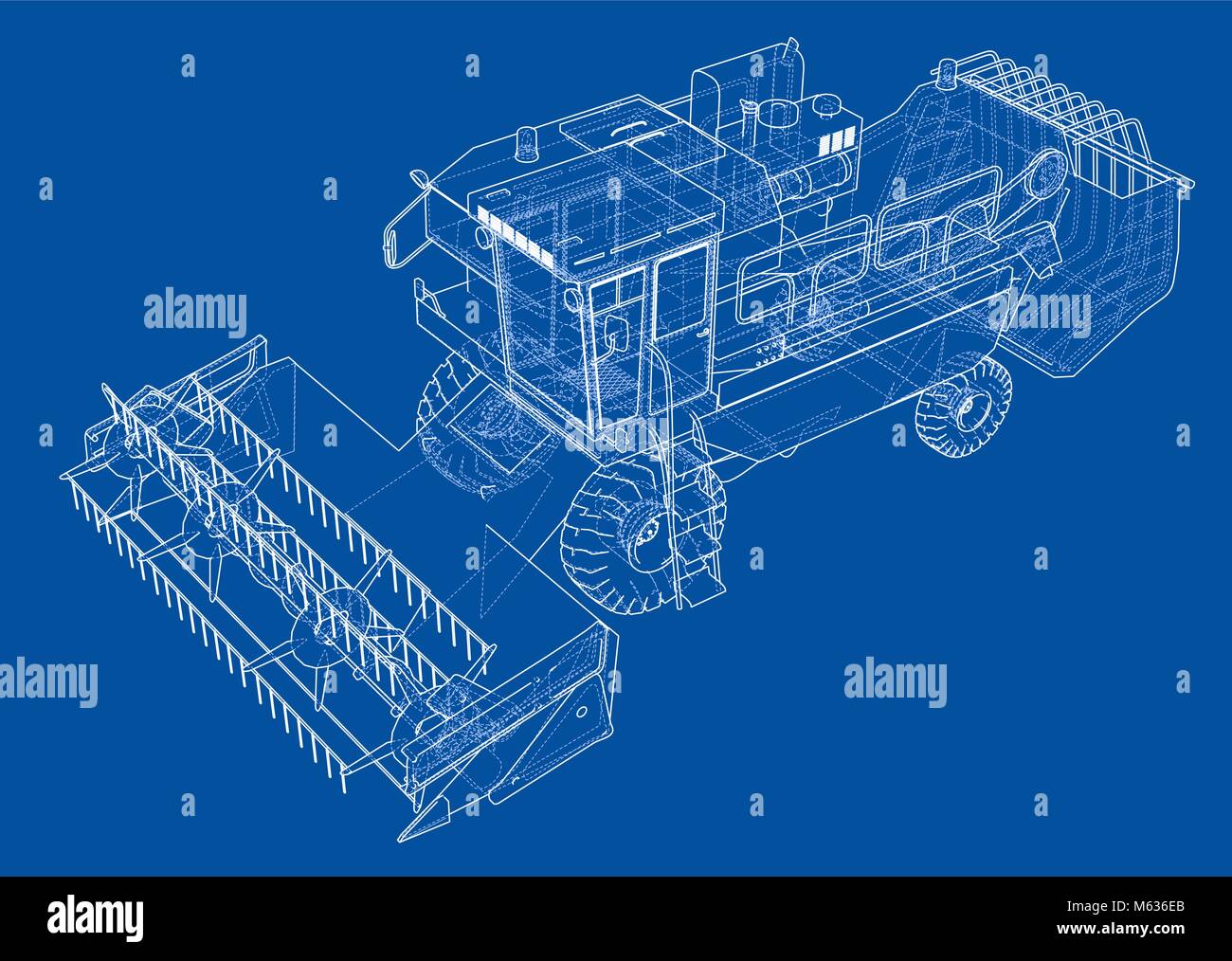 Concept combine-harvester. Vector rendering of 3d Stock Vector Image ...