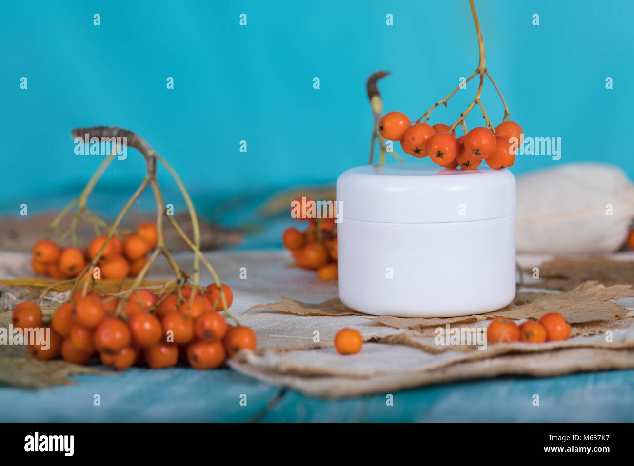 Face cream with rowan berries extract. Closeup Stock Photo - Alamy