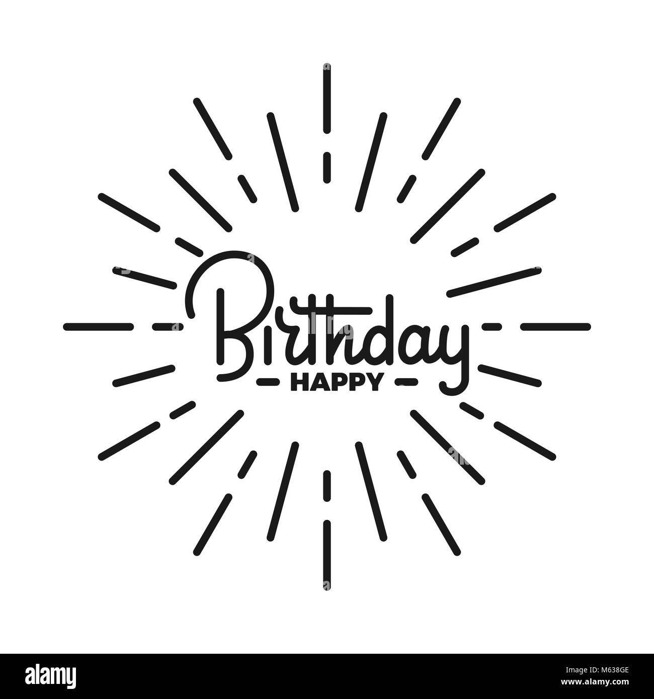 Birthday. Happy Birthday lettering illustration. Happy Birthday label ...