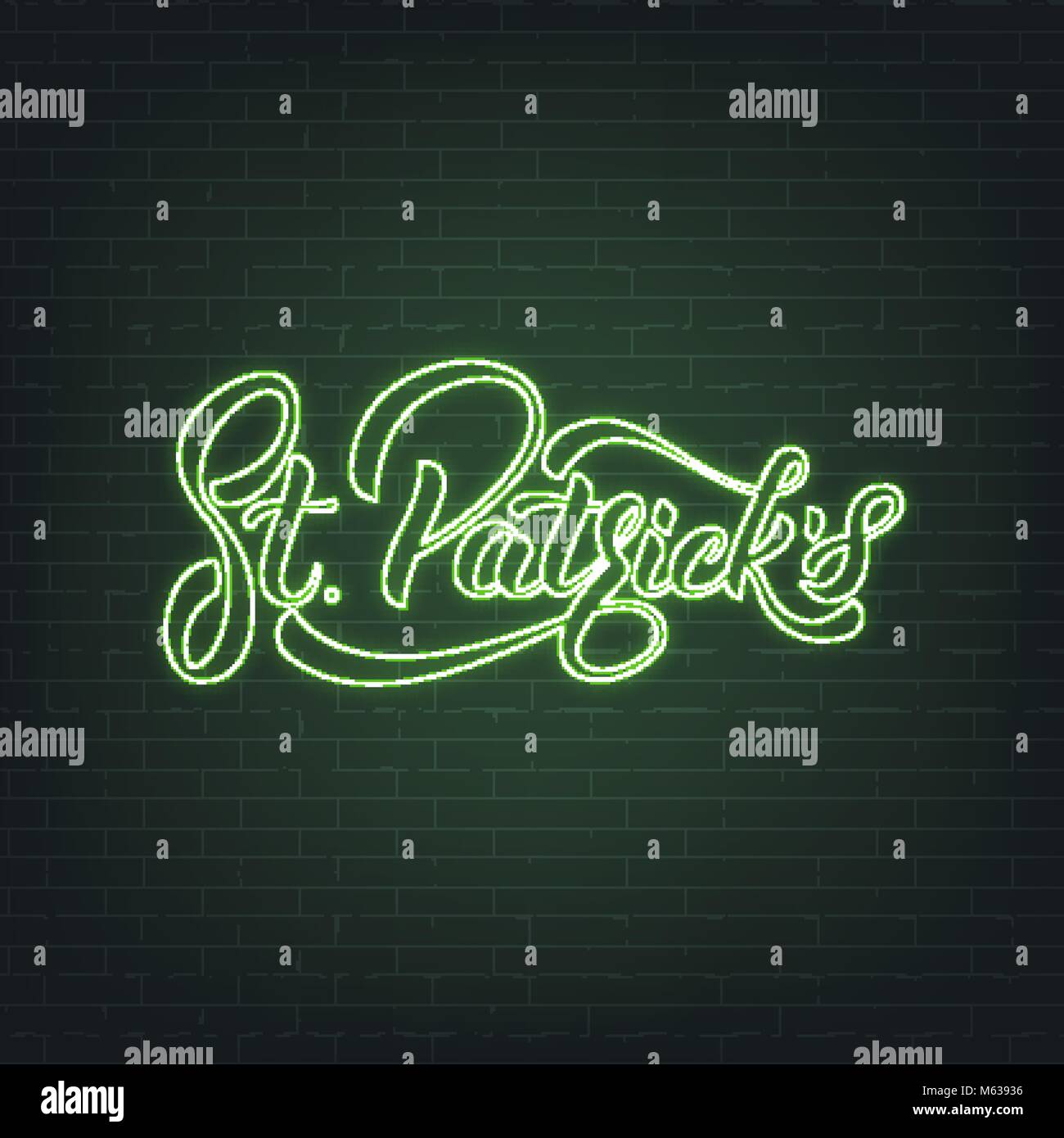 Saint Patrick's Day. Neon glowing sign of lettering St. Patrick's ...