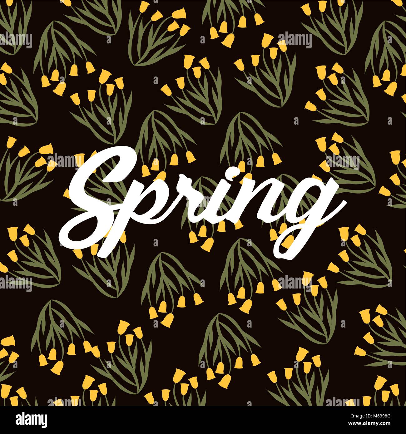 spring bunch yellow flower shape bell decoration background Stock ...