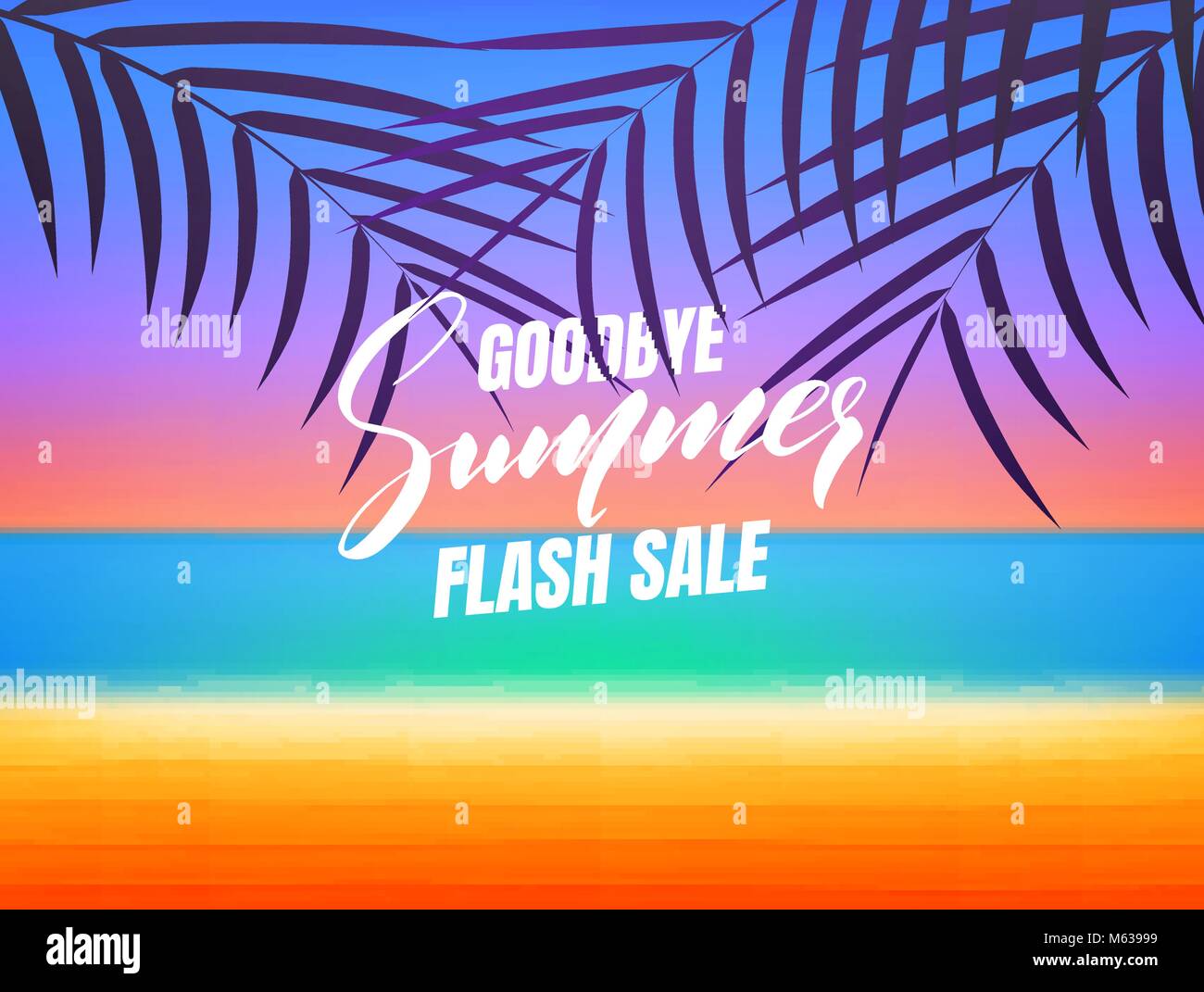 Summer sale. Goodbye summer flash sale banner. Background with tropical ...