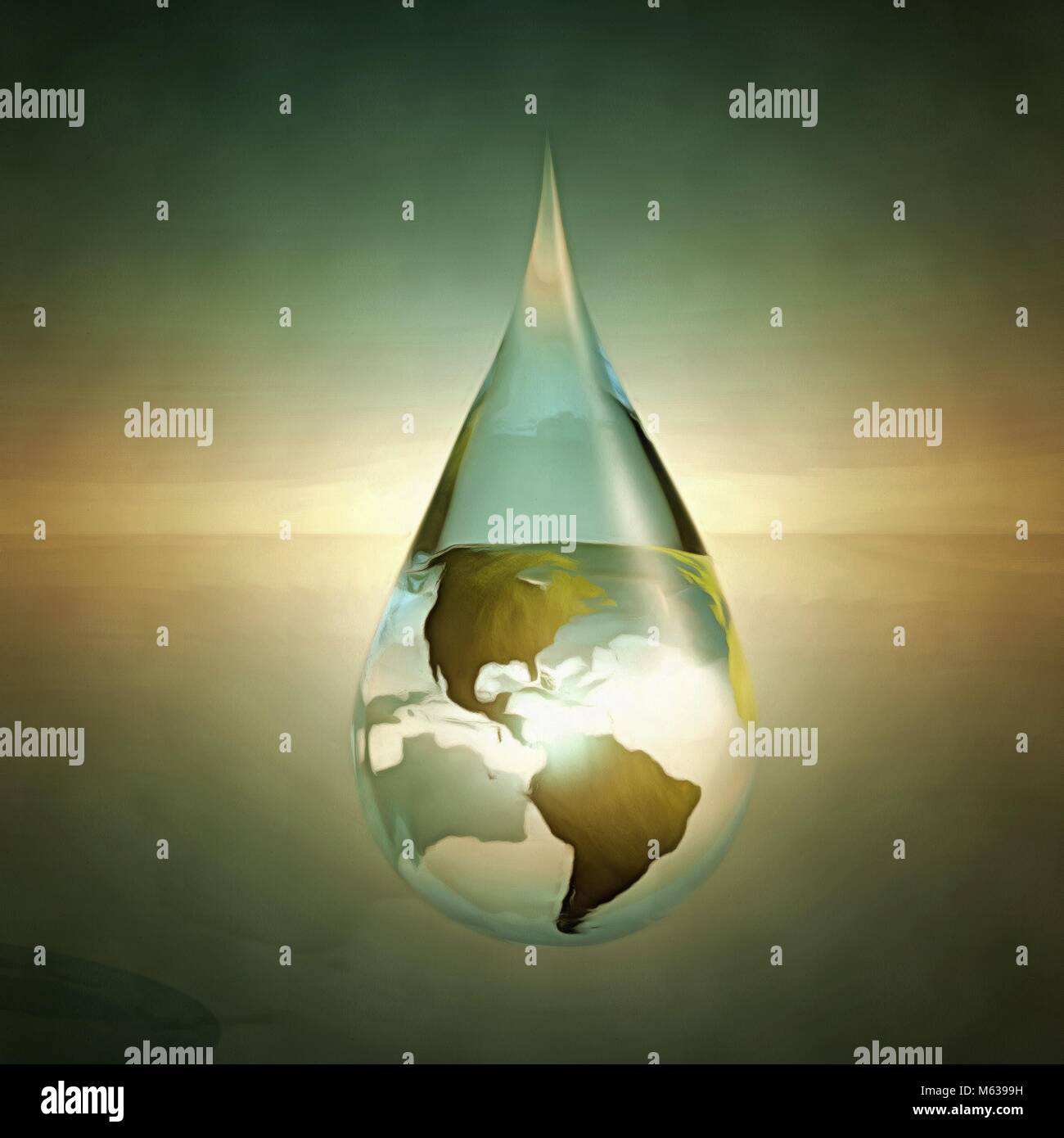Water drop with earth inside Stock Photo - Alamy