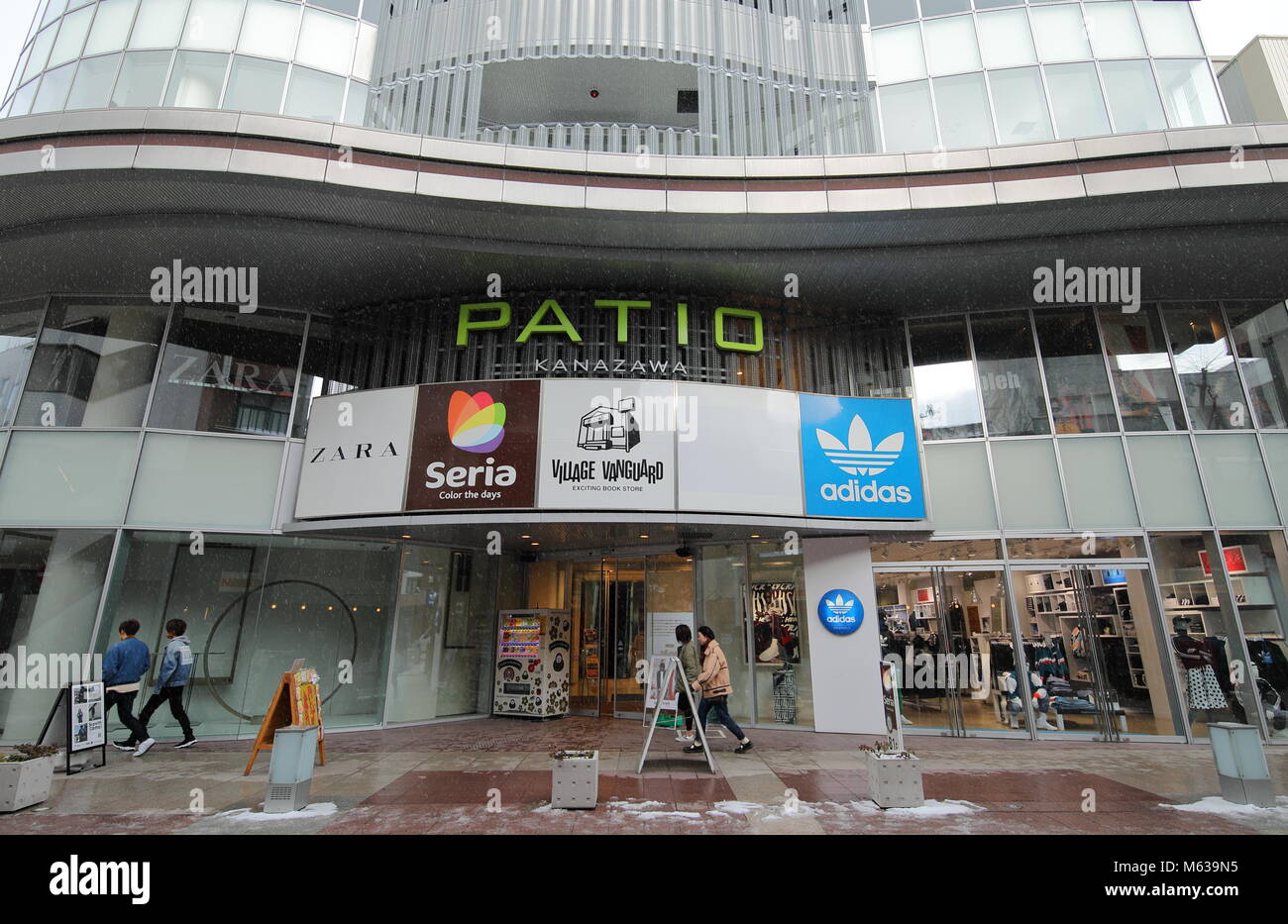 People visit Patio shopping mall in Kanazawa Japan. Patio is located in ...