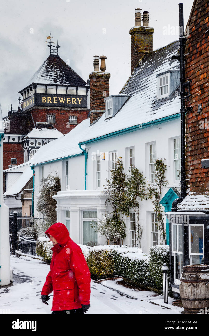 A wintery scene in the county town of Lewes, East Sussex, UK Stock ...