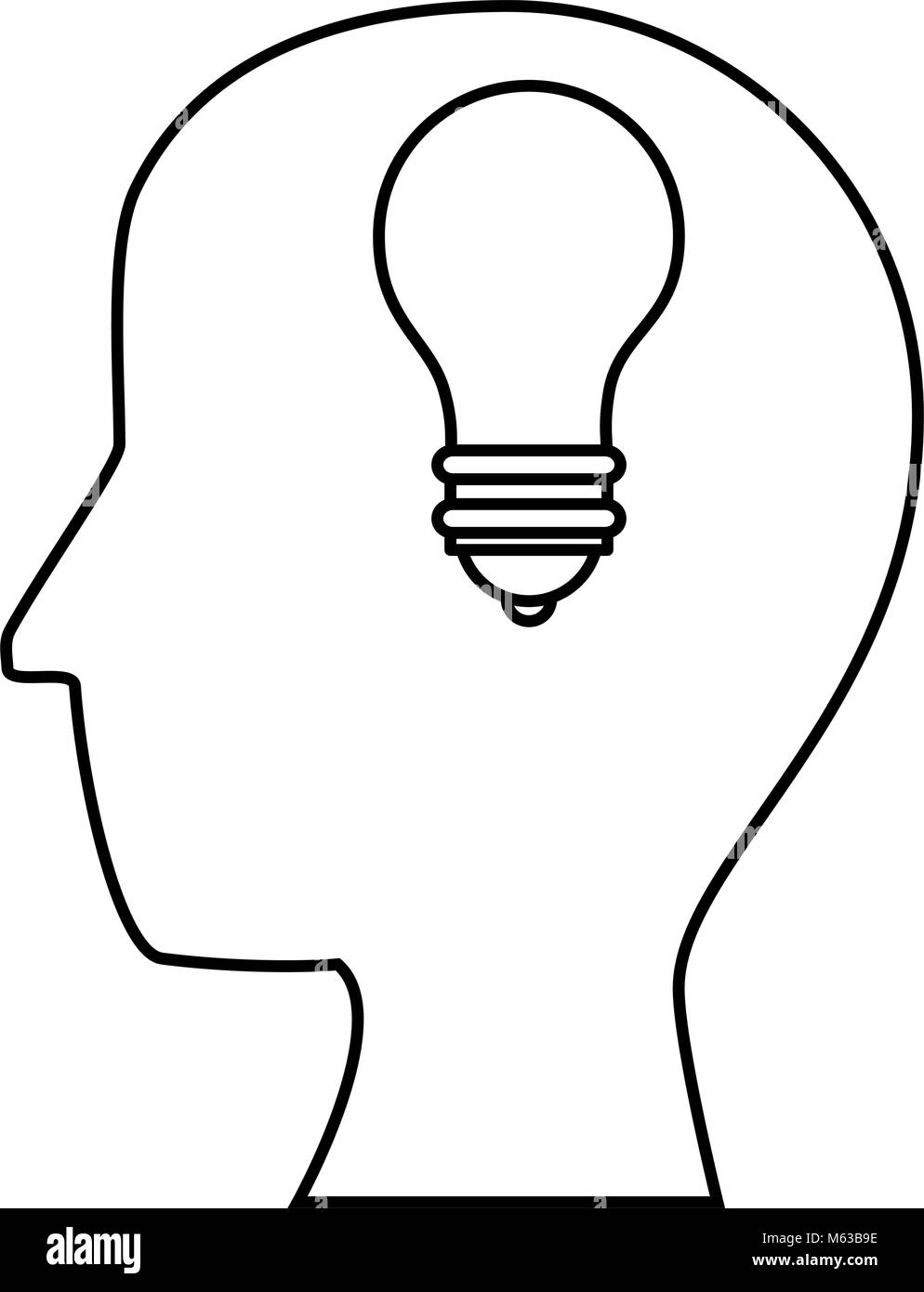 head with light bulb icon over white background vector illustration ...