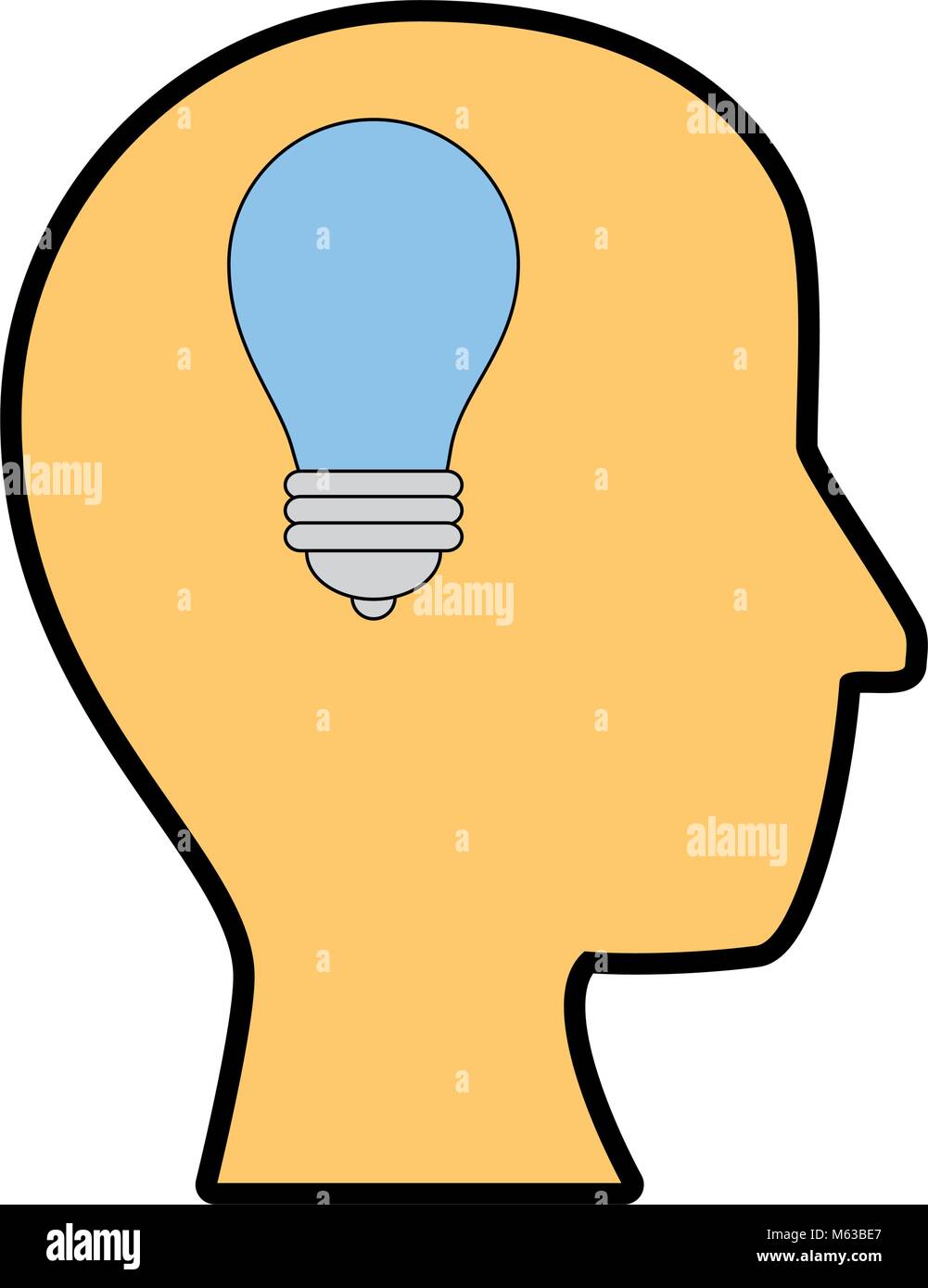head with light bulb icon over white background vector illustration ...