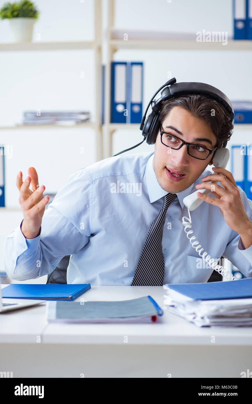 Call center operator talking to customer on live call Stock Photo - Alamy
