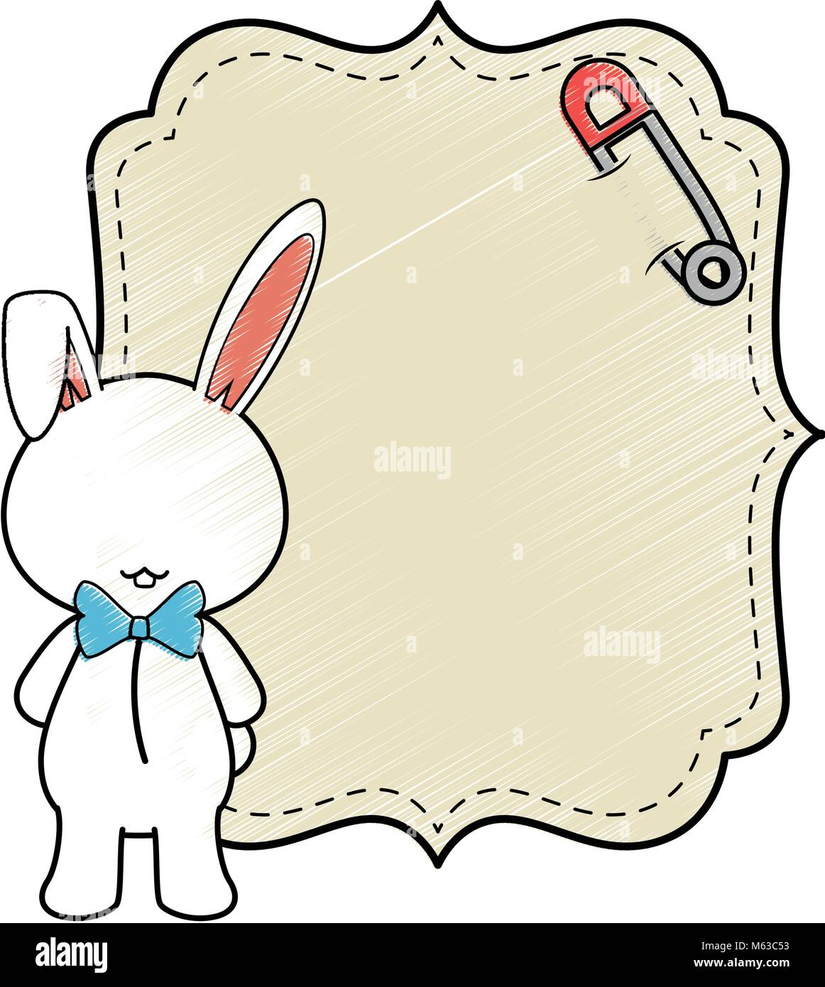 baby shower card with rabbit icon over white background vector ...