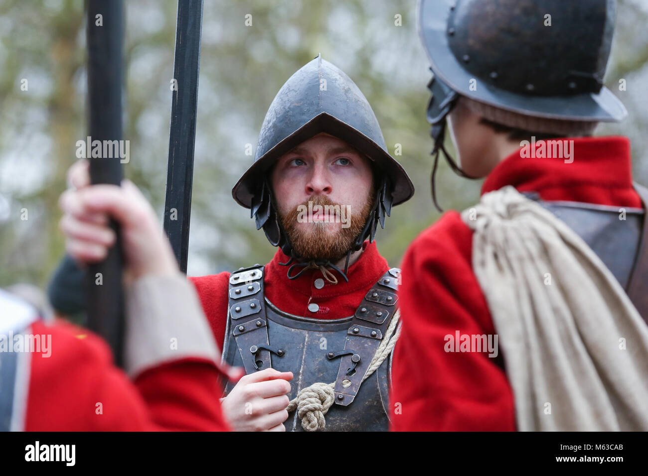 Members of King's Army of the English Civil War Society march as they ...