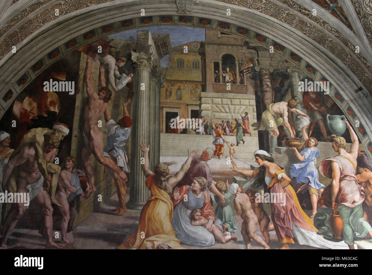 Fire in the Borgo by Giulio Romano, fresco, 1514 AD, Vatican Museum ...