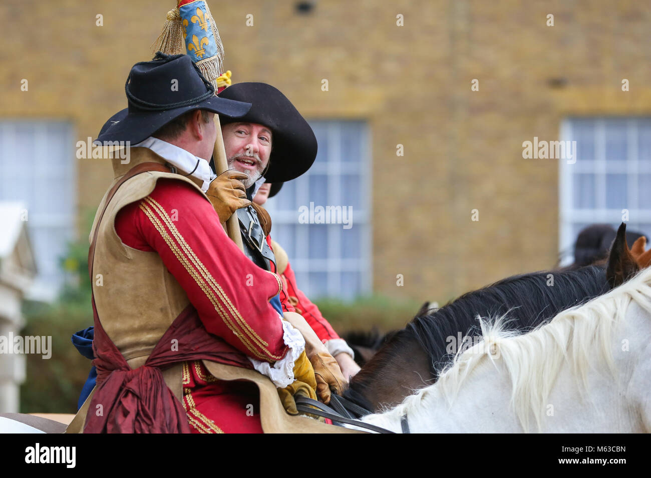 Members of King's Army of the English Civil War Society march as they ...