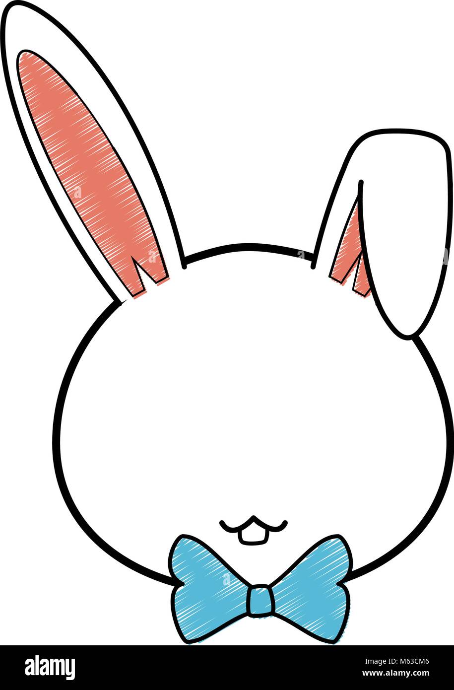 cartoon rabbit with bow tie icon over white background vector ...