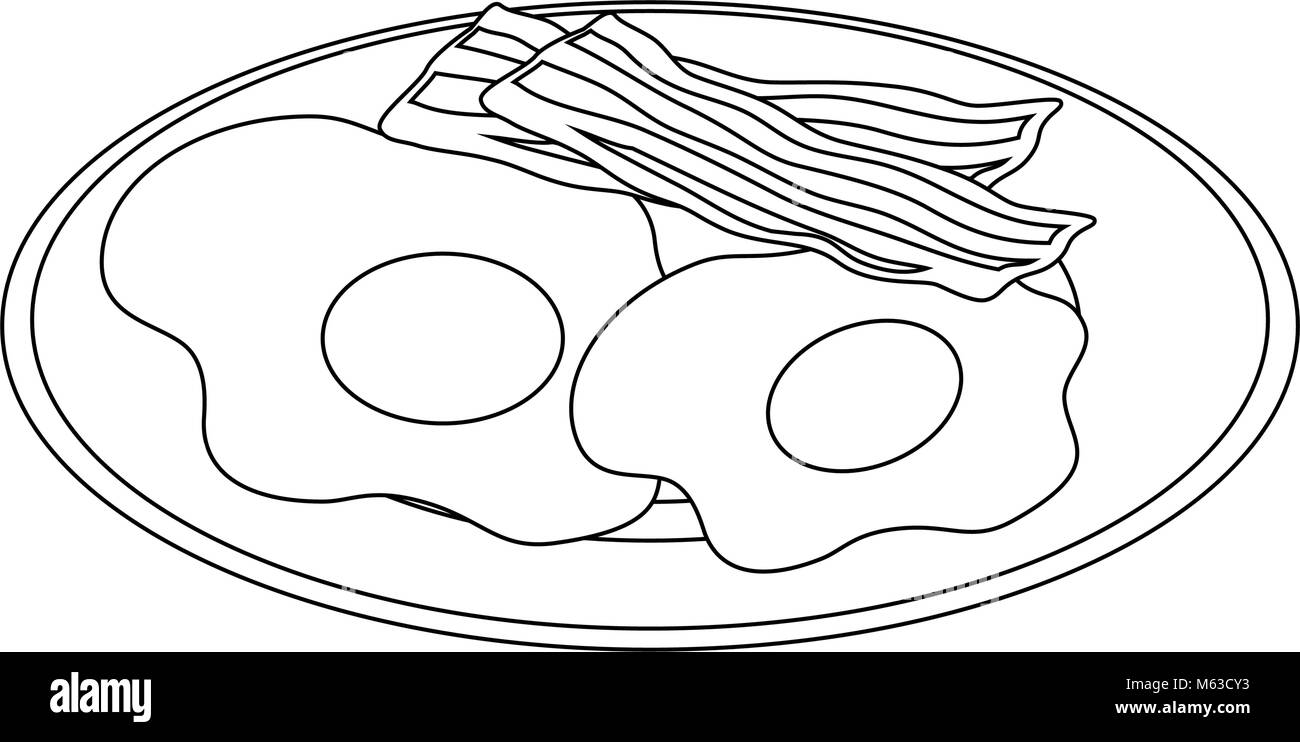 plate with breakfast food icon over white background vector ...