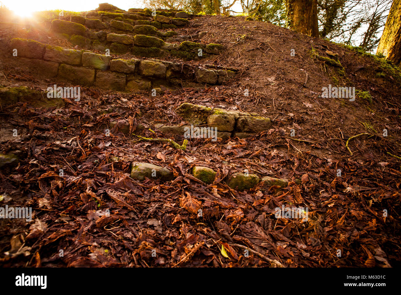 Steps from ruins of old castle in Deddington village Oxfordshire Stock ...